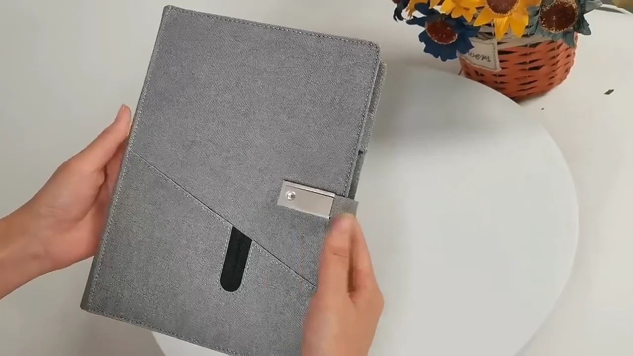 Custom Hardcover A5 Wireless Charger Smart Leatherette Usb Data Line ...