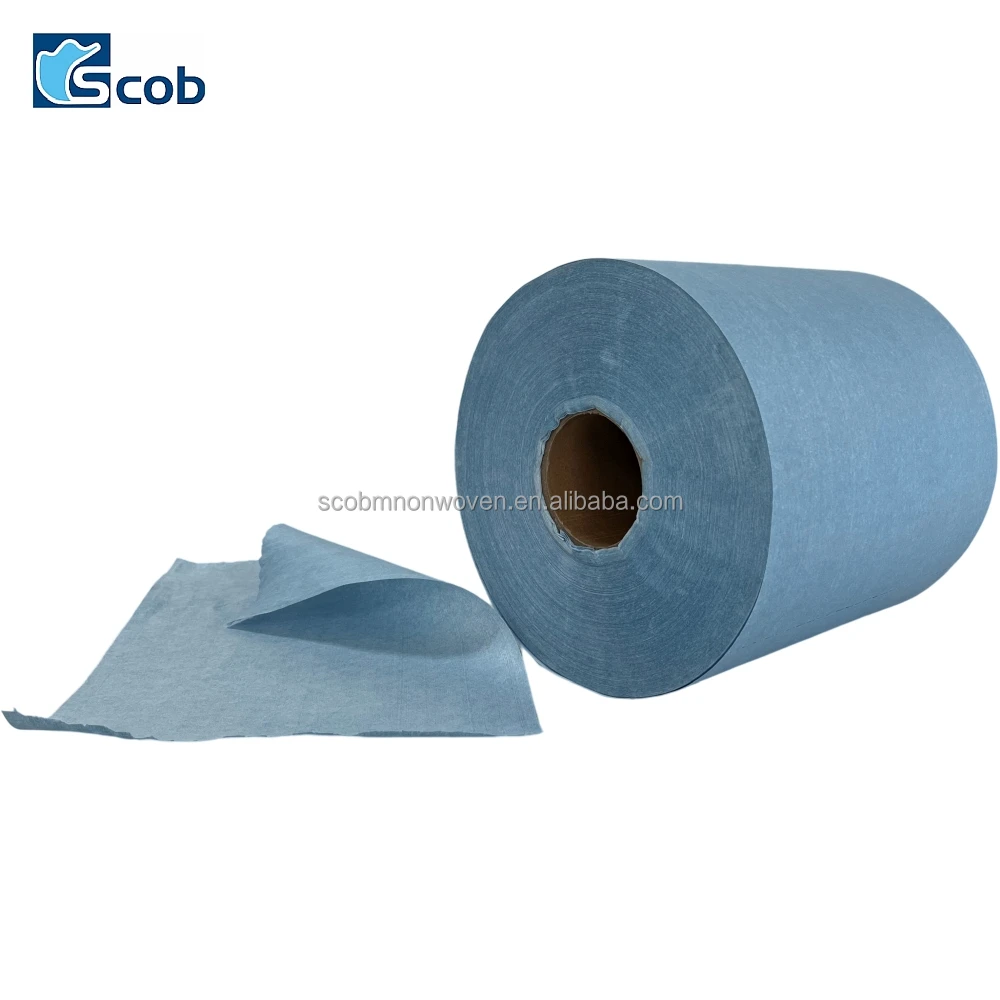 Industrial Cleaning Lint Free Disposable 60gsm Blue Woodpulp Polyester ...