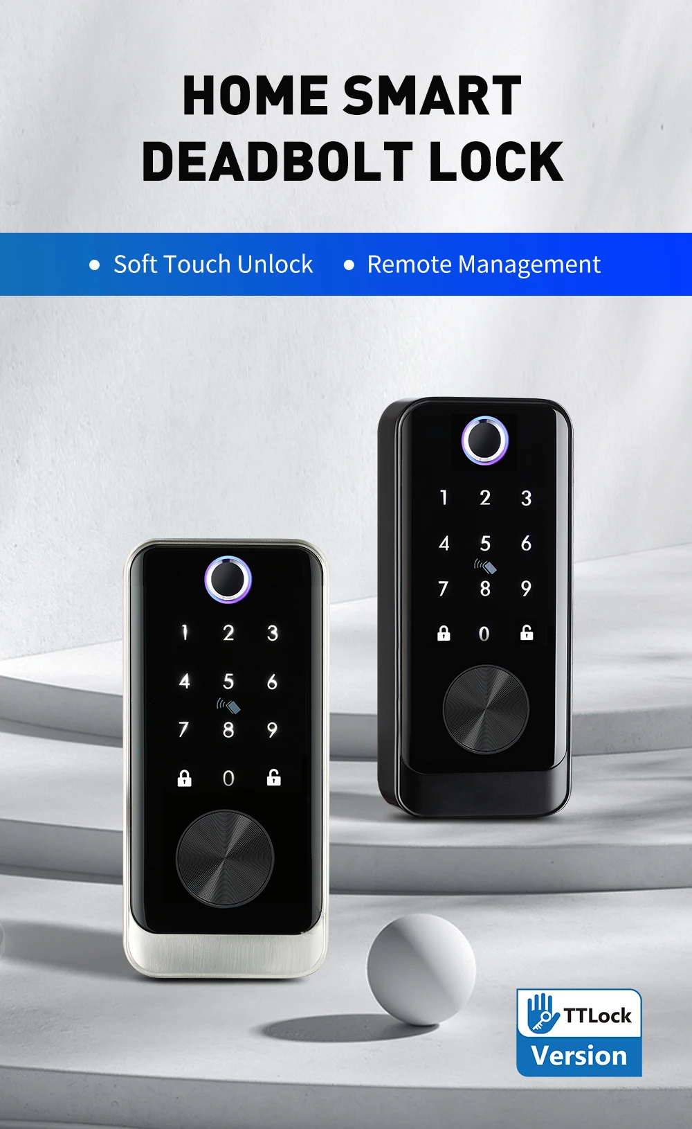 Smart Home TTlock BLE Electronic Fingerprint Passcode Card Key NFC App ...