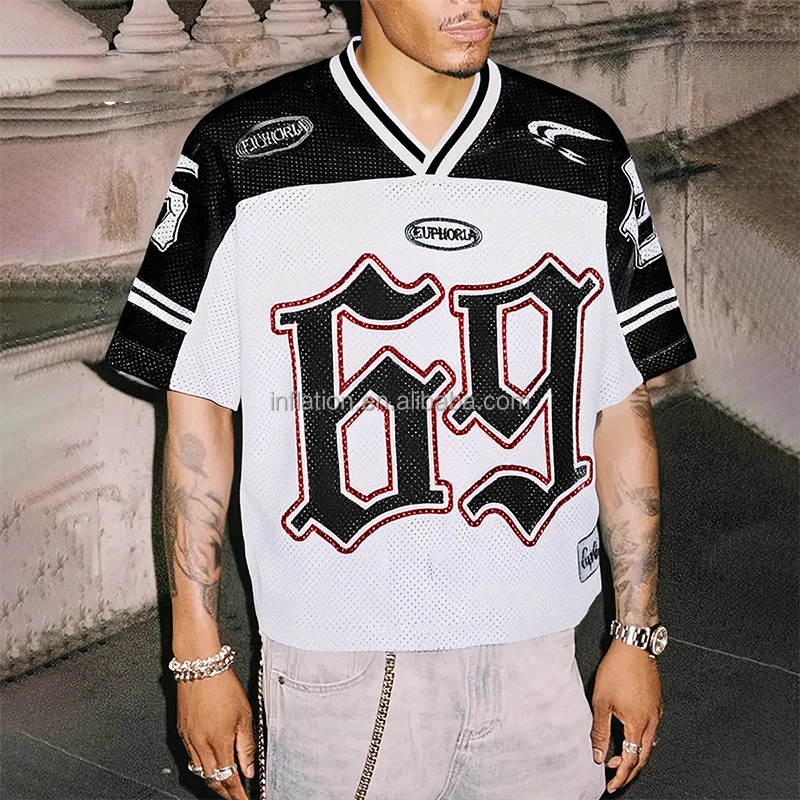 QUICKSHOW Streetwear Crop Oversized Vintage Boxy Fit Football Jerseys