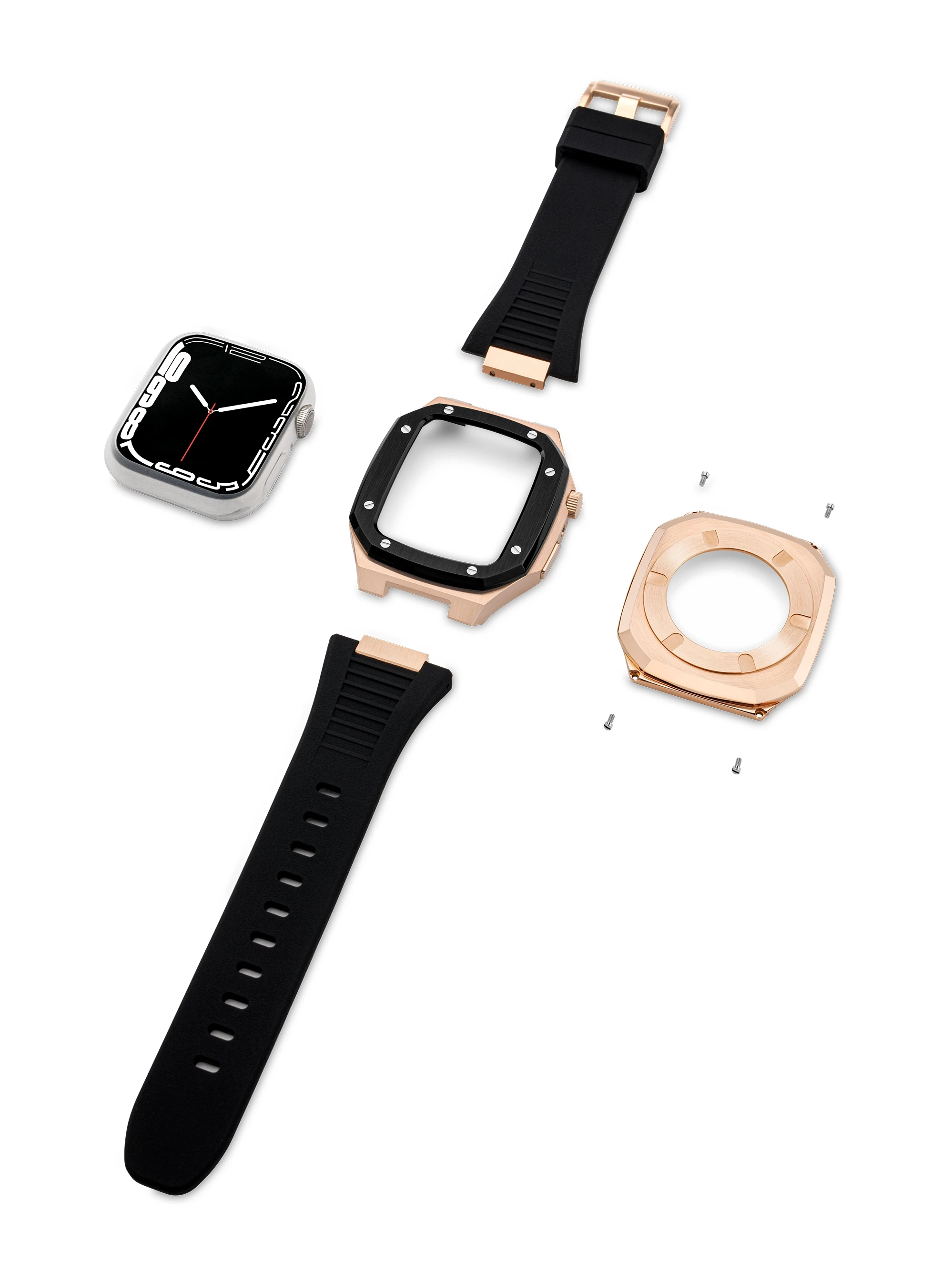Luxury Stainless Steel Case Apple Watch 44mm For Apple Watch Silicone ...