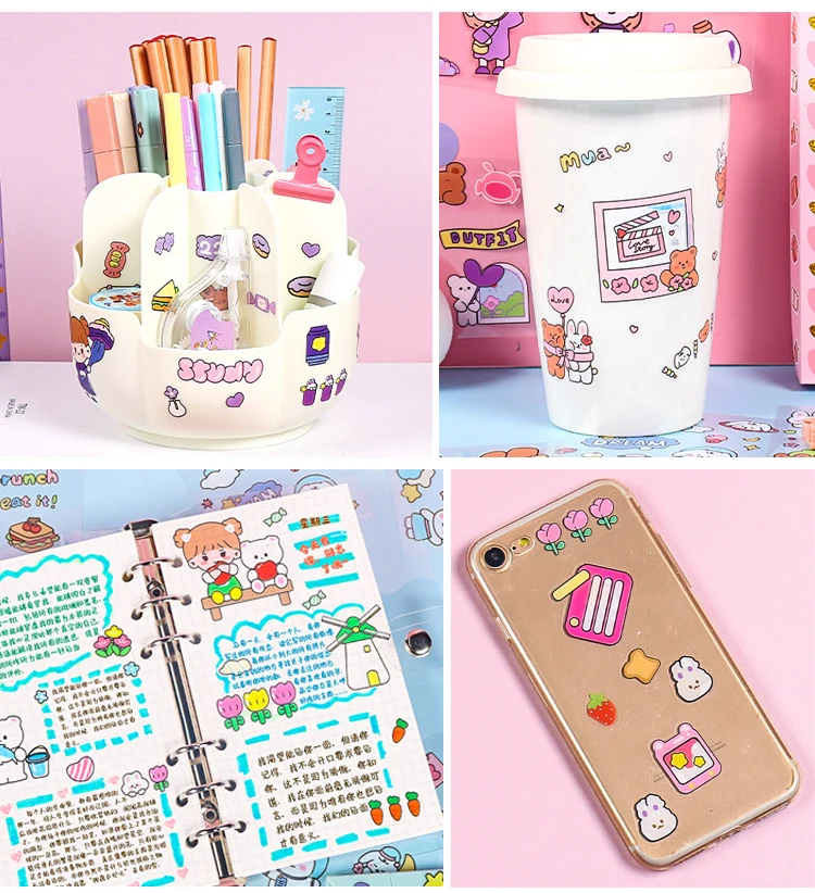 Custom Phone Laptop Waterproof Decorative Stickers Kawaii 100 Pcs Cute ...