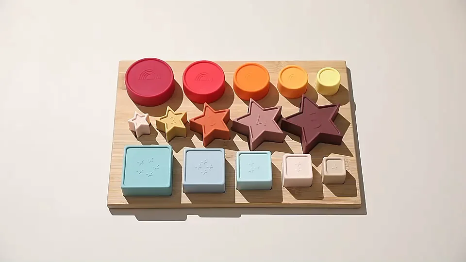 New Arrival Soft Silicone Building Blocks Geometry Stacked Baby ...