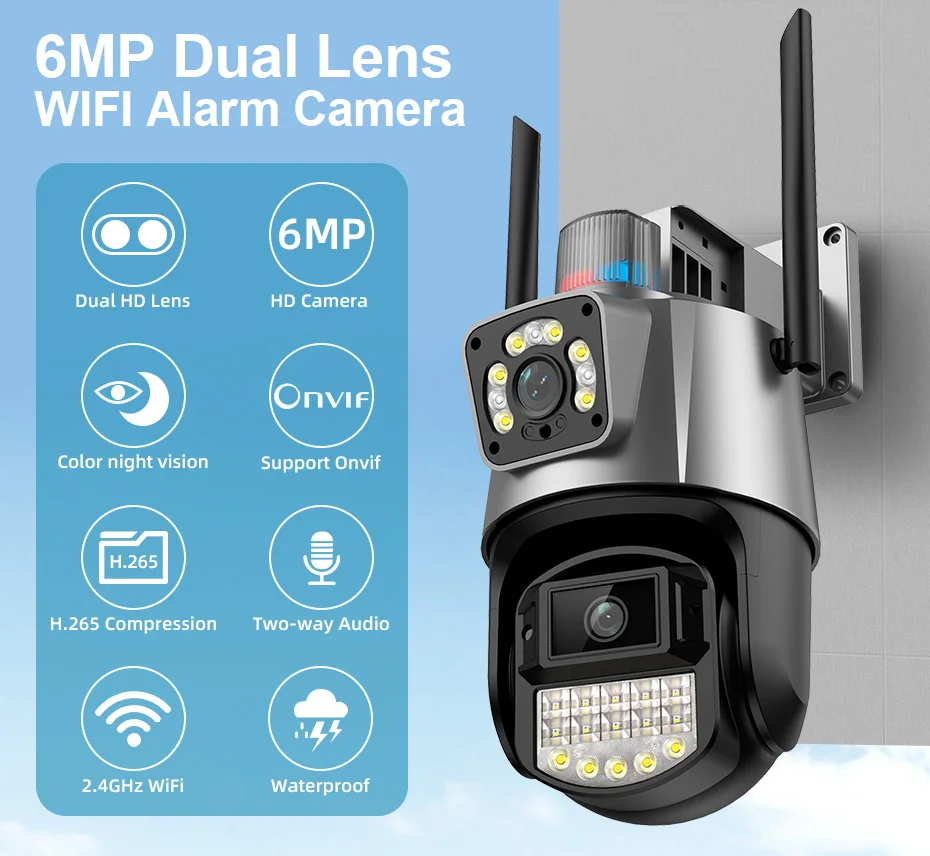 KERUI Icsee 6MP Outdoor CCTV Security Camera - Dual Lens