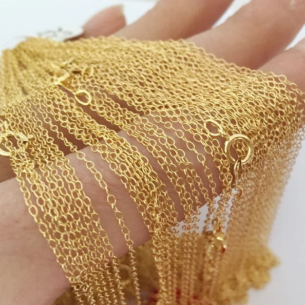 Real 14K Gold Filled Cable Chain Necklace 1.3MM Round O Chain Necklace ...