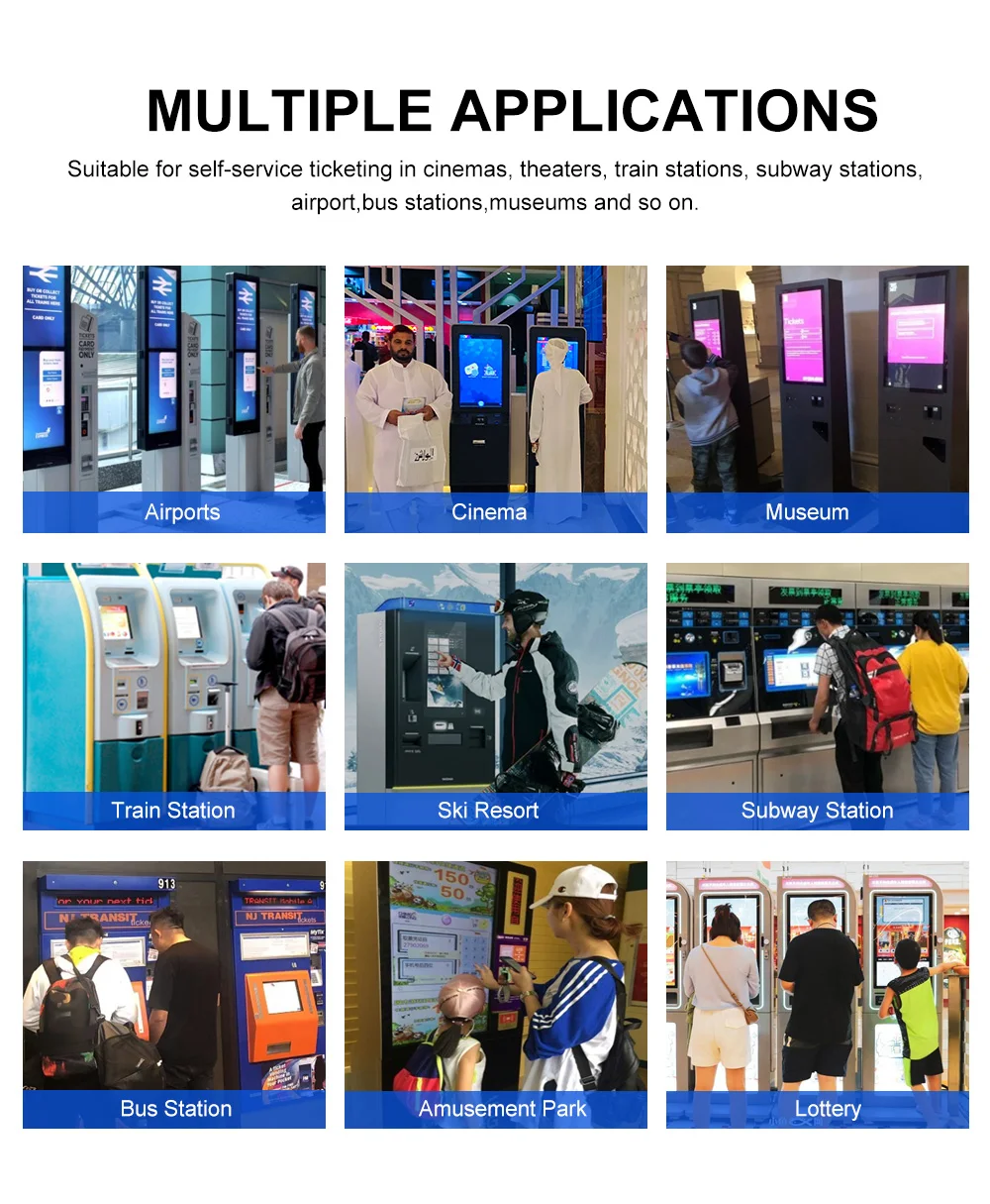 Self-service Automatic Ticket Vending Machine Support Cash/coin/credit ...