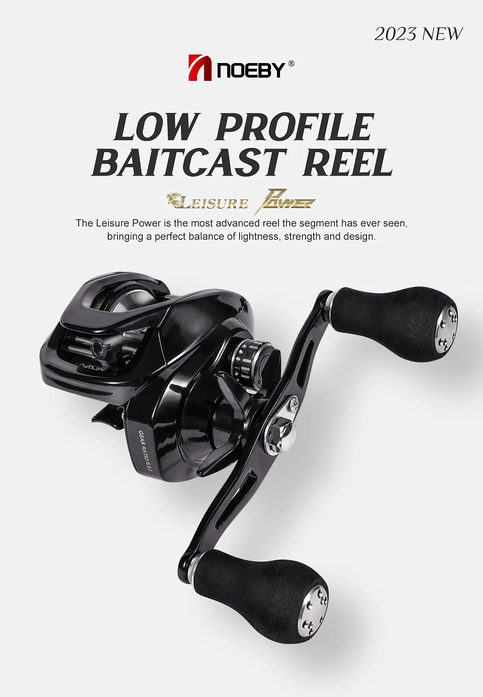 NOEBY Low Profile Baitcast Reel - 13KGS Drag & Carbon Fiber