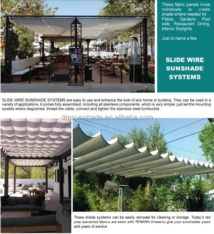 Retractable Fabric Canopy Pergola - UV Protection Shade