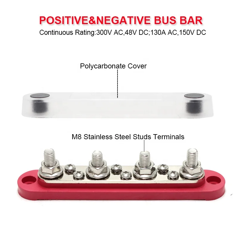 Busbar 120A Heavy Duty Electric Motor Terminal Block 4X M8 Post 6X #8 ...