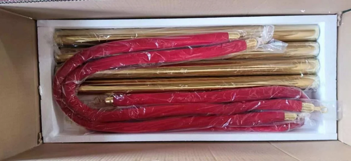 Crown Top Gold Barriers - Elegant Crowd Control Solutions