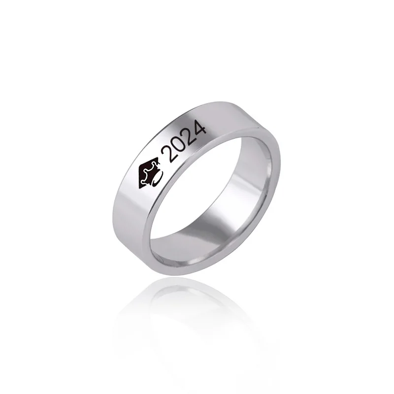 Bachelor Cap Rings 2024 Graduation Ring Jewelry Silver Black Stainless ...
