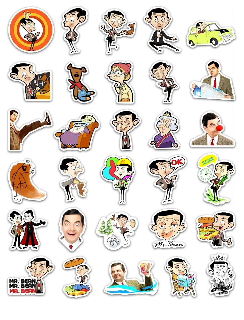 50pcs Cute Cartoon Atkinson Mr Bean Stickers For Kids Child Laptop ...