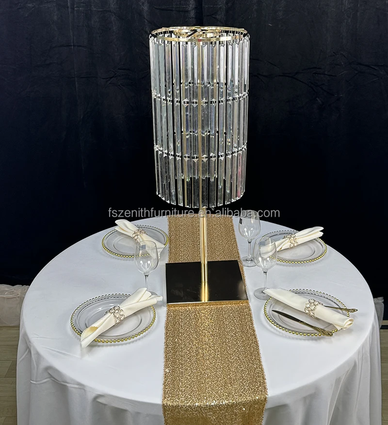 Luxury Decorative Gold Metal Table Centerpiece Lamp Crystal Chandelier ...