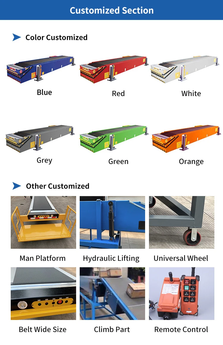 Truck Loading Unloading Telescopic Container Extendable Boom Mobile PVC Belt Conveyor Convenient ...