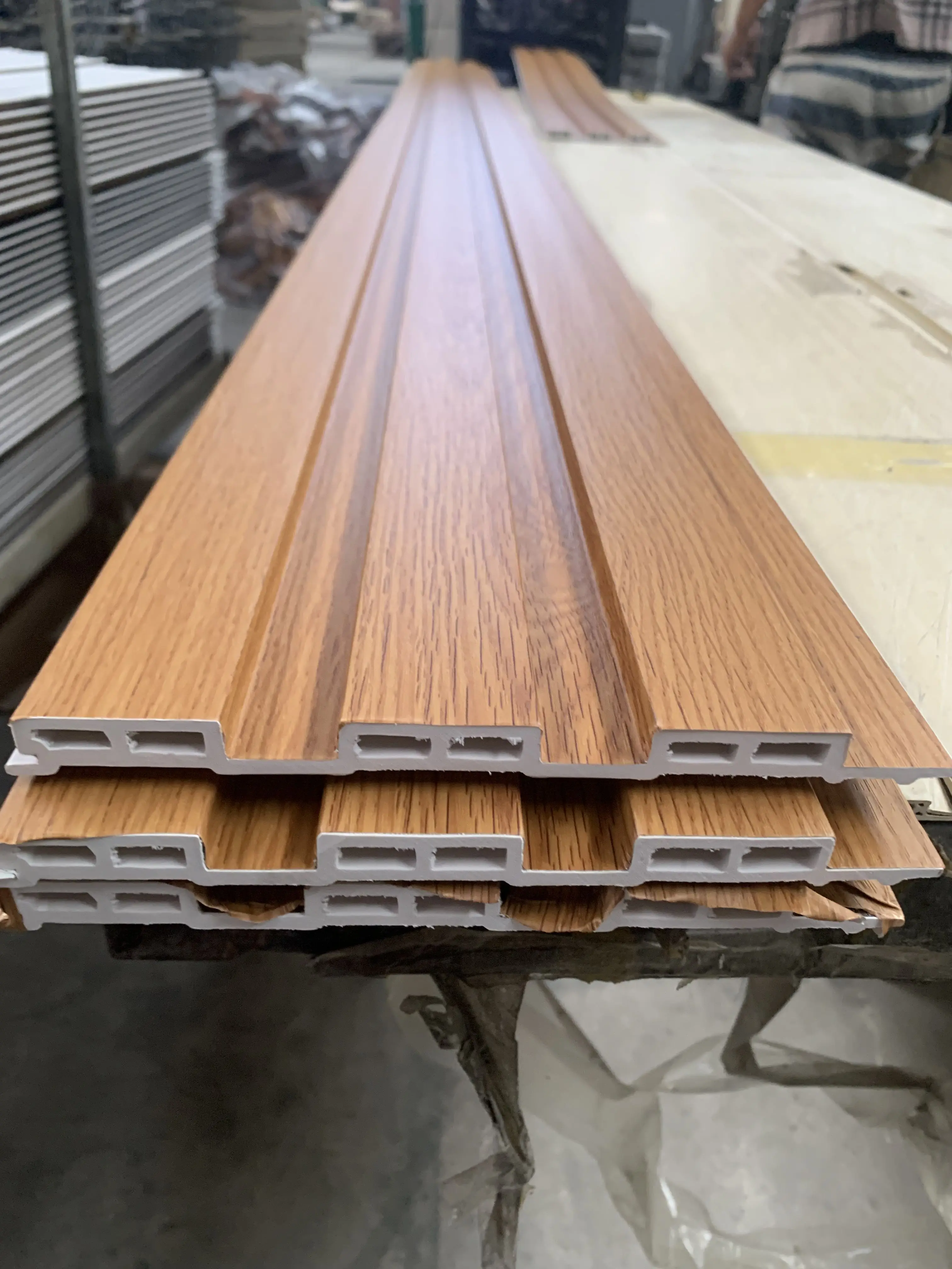 Lin Yiwall Panel Wpc Flat Widith Cross Curve 3d Embossing Facade For ...