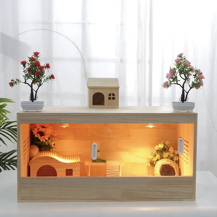Sustainable Hamster Cage - Wood Carton Box Natural Easy Pet Cages