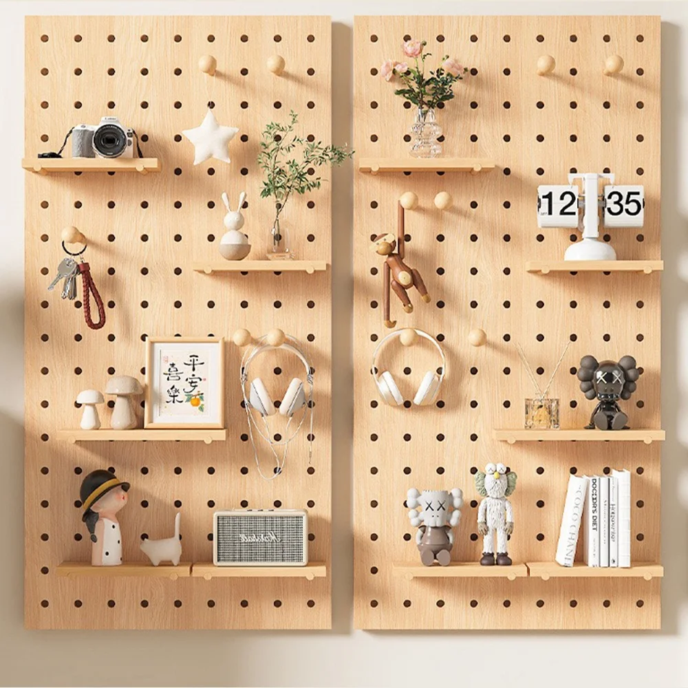 Wood Peg Board Wall Pegboard Shelf Gaming Peg Boards Floating Shelves ...