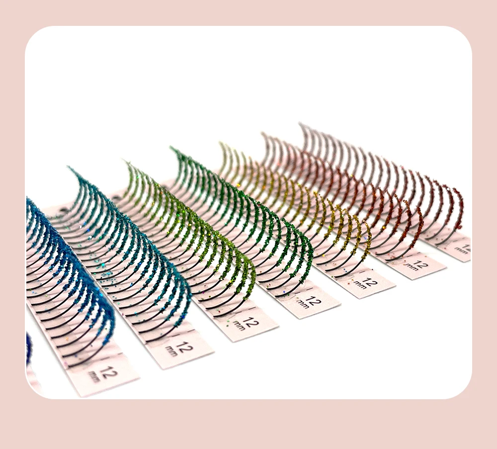 DIYDAY Korean Neon Colored Glitter Eyelashes Strips Individual Mink ...