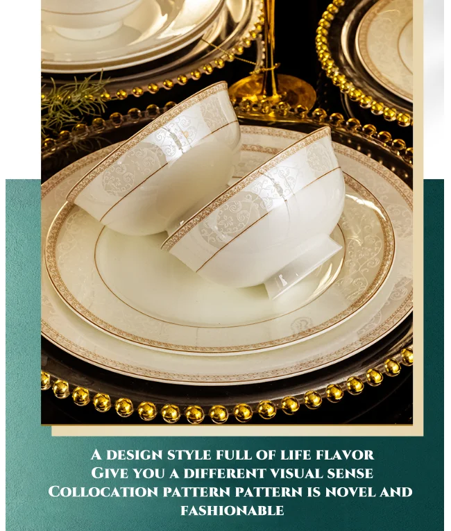 Luxury Gold Rim Tableware Set - Premium Bone China