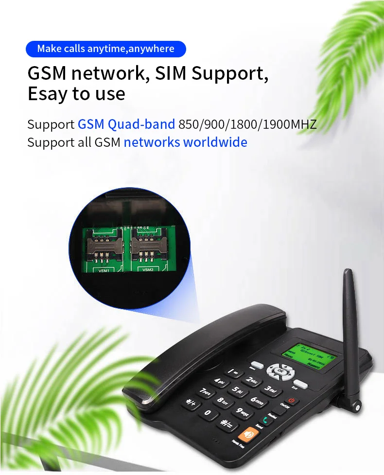 Stock! Dual Sim Card Gsm Fixed Wireless Desktop Phone Telephone - Buy ...