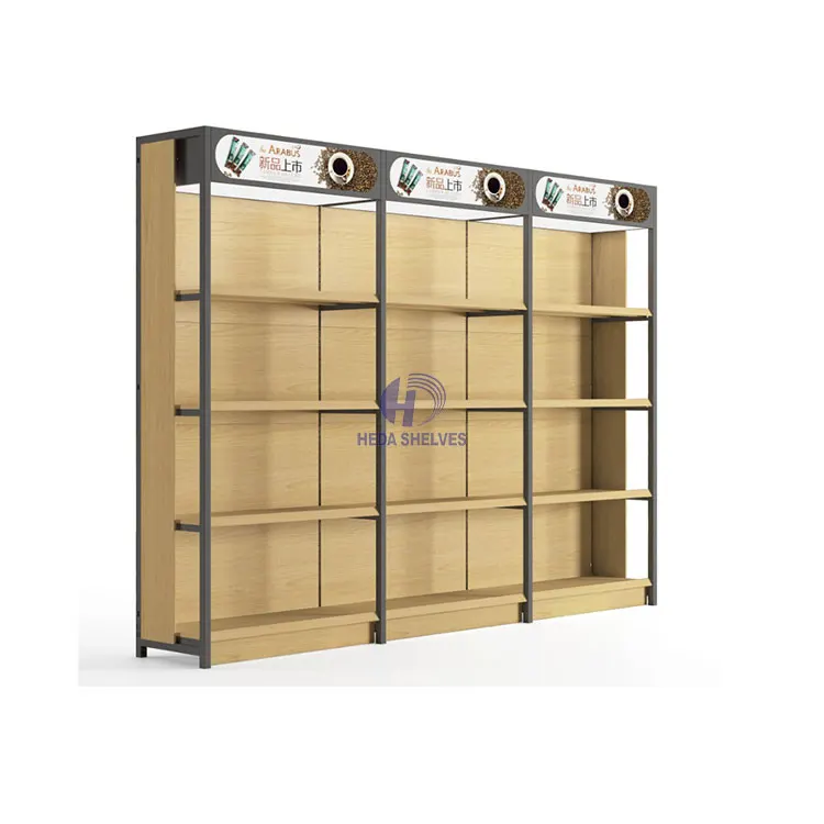 Wooden Display Shelf - Gondola Shelving for Grocery Stores