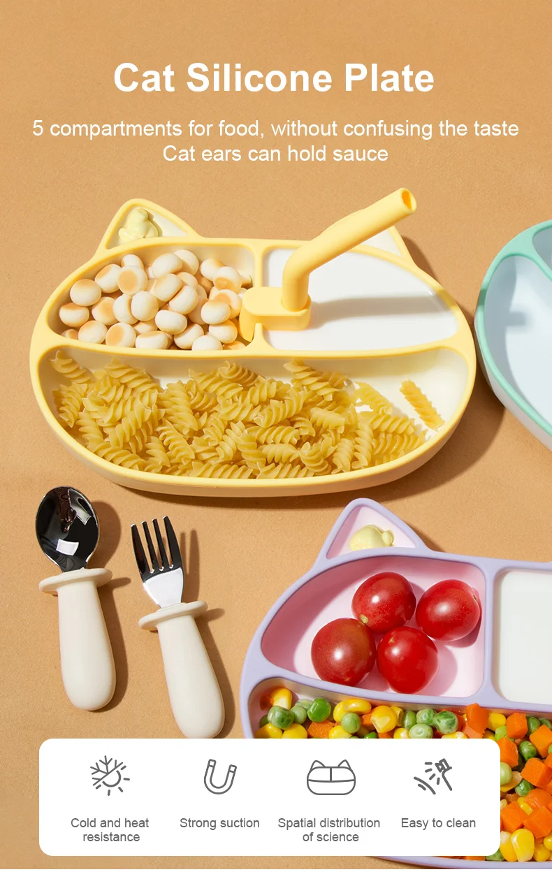 Kids Toddlers Weaning Eating Set - Eco-Friendly Silicone