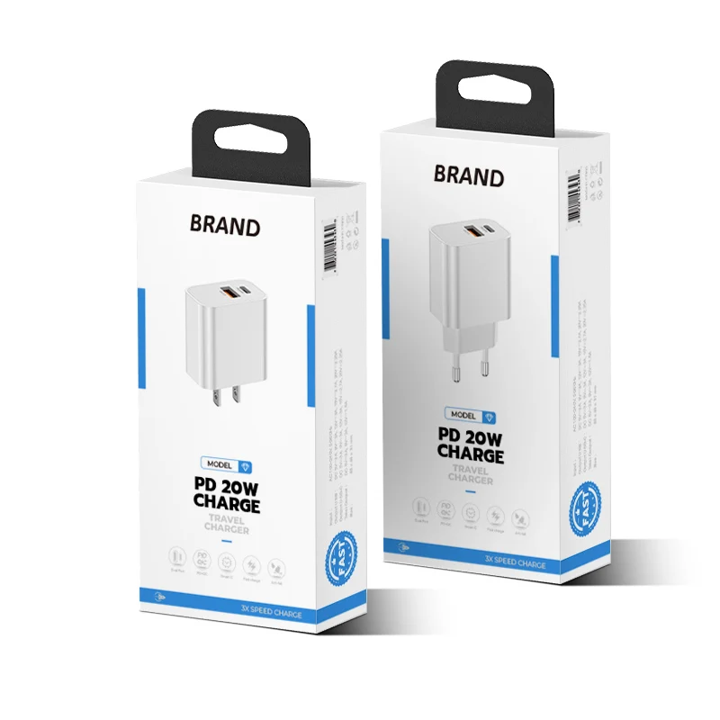 20W Fast Charging Wall Adapter - Dual Port USB & Type C