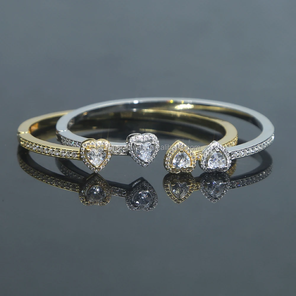 Heart CZ Bangle for Women - Iced Out Bling & Micro Inlay