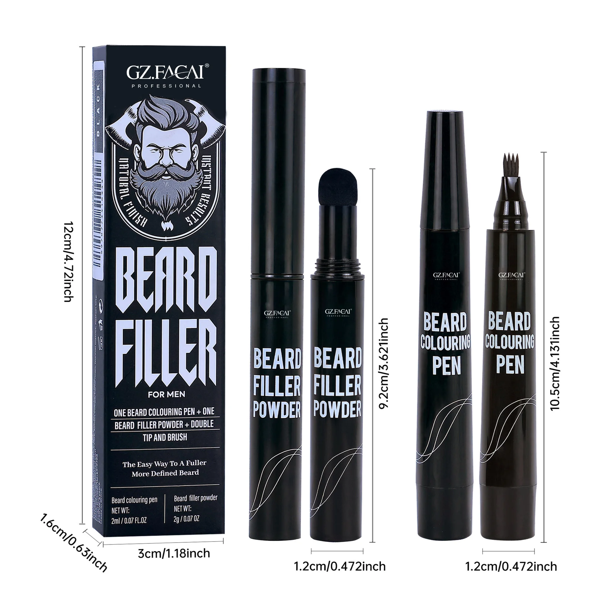 Men's Beard Filling Pen Beard Stick Paste Brush Natural Waterproof ...