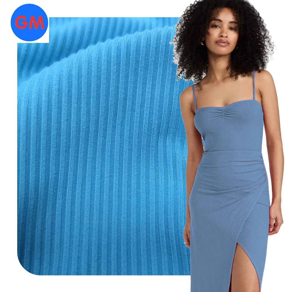 2x2 Ribbing 95/5 Polyester Stretch Heavy 220gsm Custom Knitted Rib ...