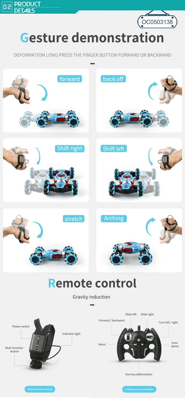 Twisted Climbing Drift Hand Gesture Controlled Stunt Car