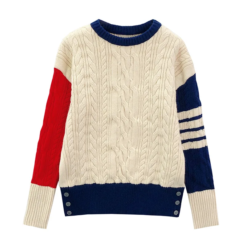 College Style Women's Autumn And Winter New Thick Twist Sweater Loose ...