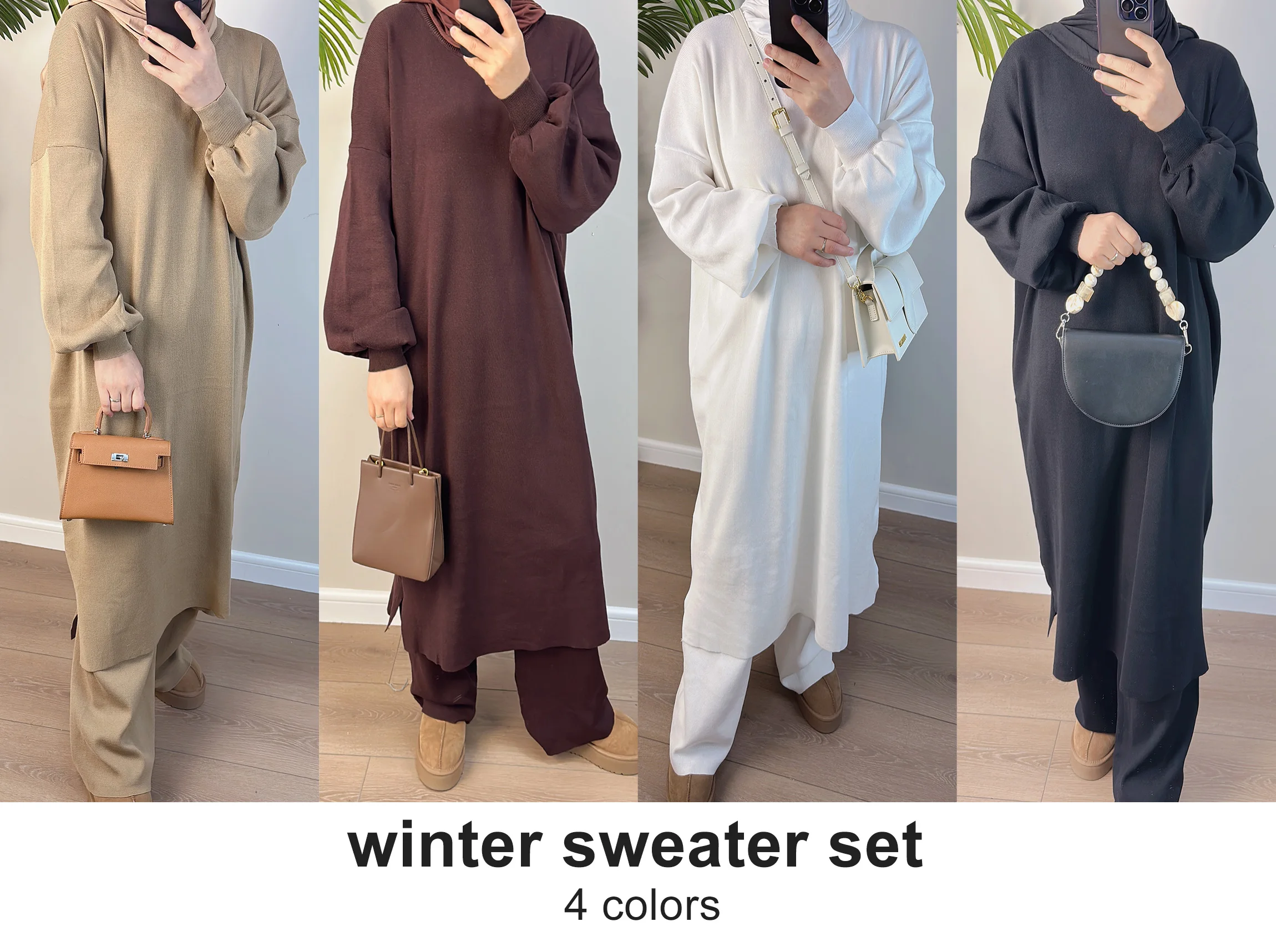 Loriya Modest Fashion Knit Dress Set Women Islamic Abaya Modest Fashion ...