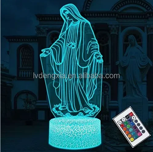 3D Virgin Mary Remote Control Night Lights - Greenlantern
