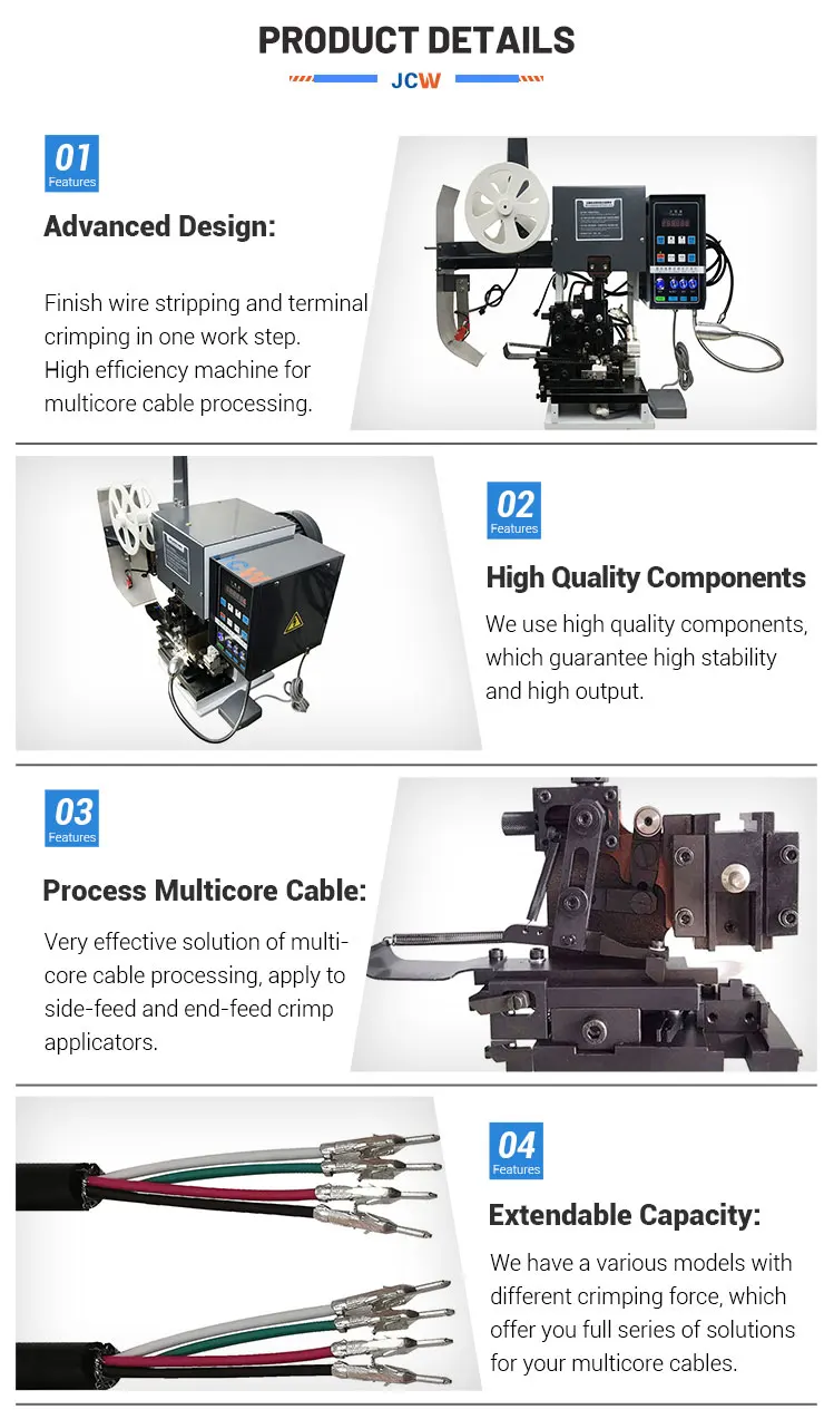 JCW-2TC Semi-automatic Wire Harness Cut Strip and Crimp Machine Multi ...