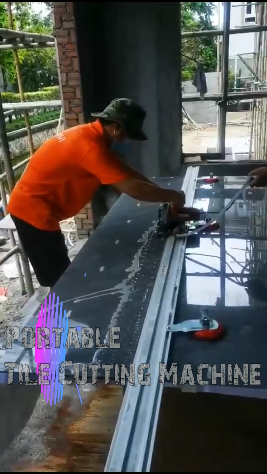 Portable 4.4 Meter Porcelain Tile Slab Cutter Machine System Electric ...