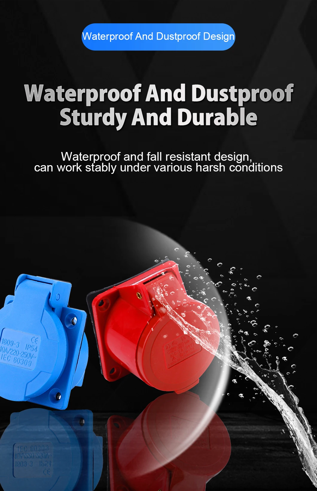 Outdoor IP54 220V -250V 3Pins 16A Multifunction Waterproof Industrial ...