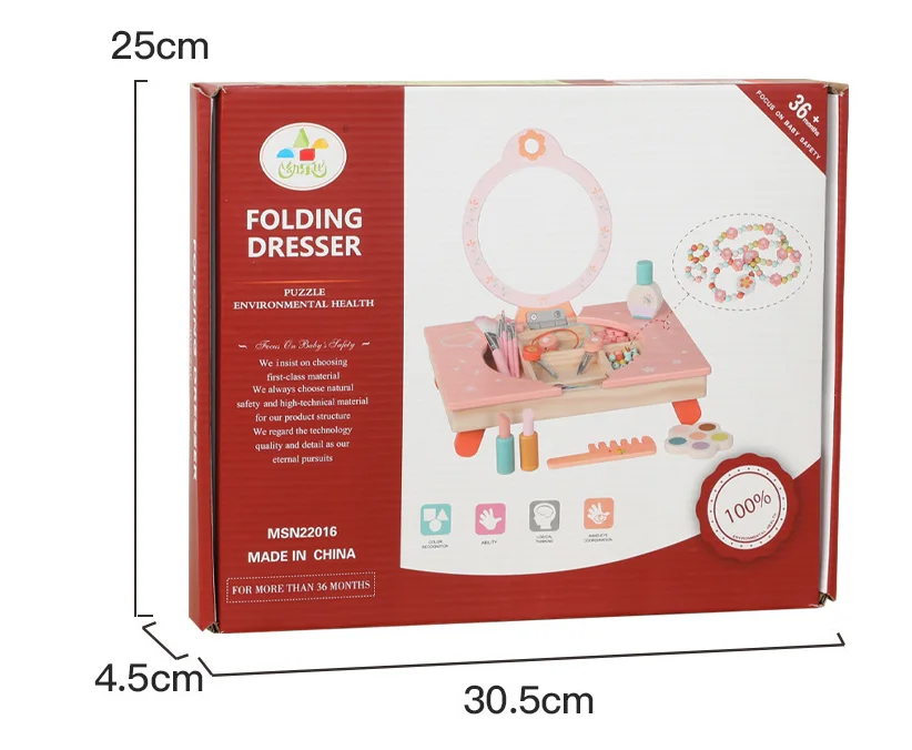 Baby Wooden Role Play Pink Foldable Dresser Make Up Table Educational ...