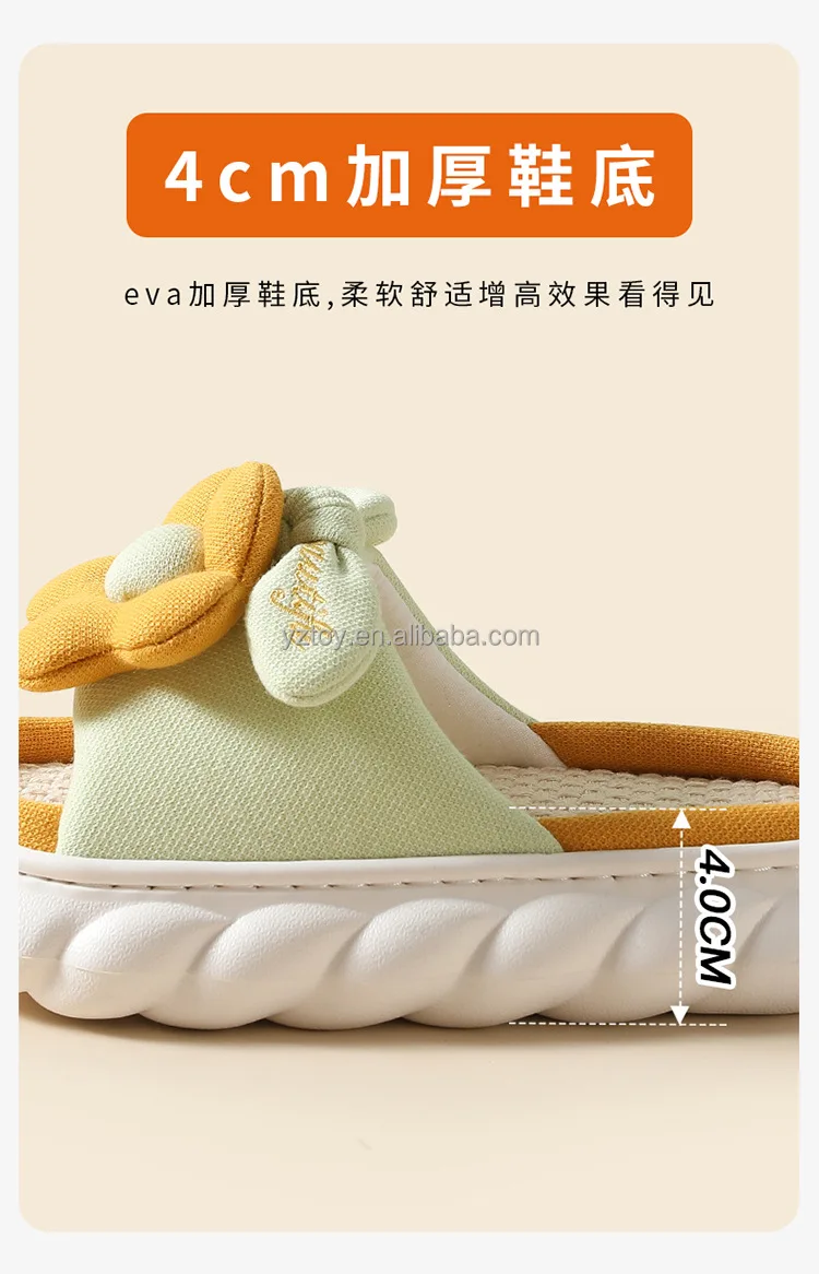 Anti Slip Home Office Slipper Women Sandal Flax Ladies Rubber Slippers ...