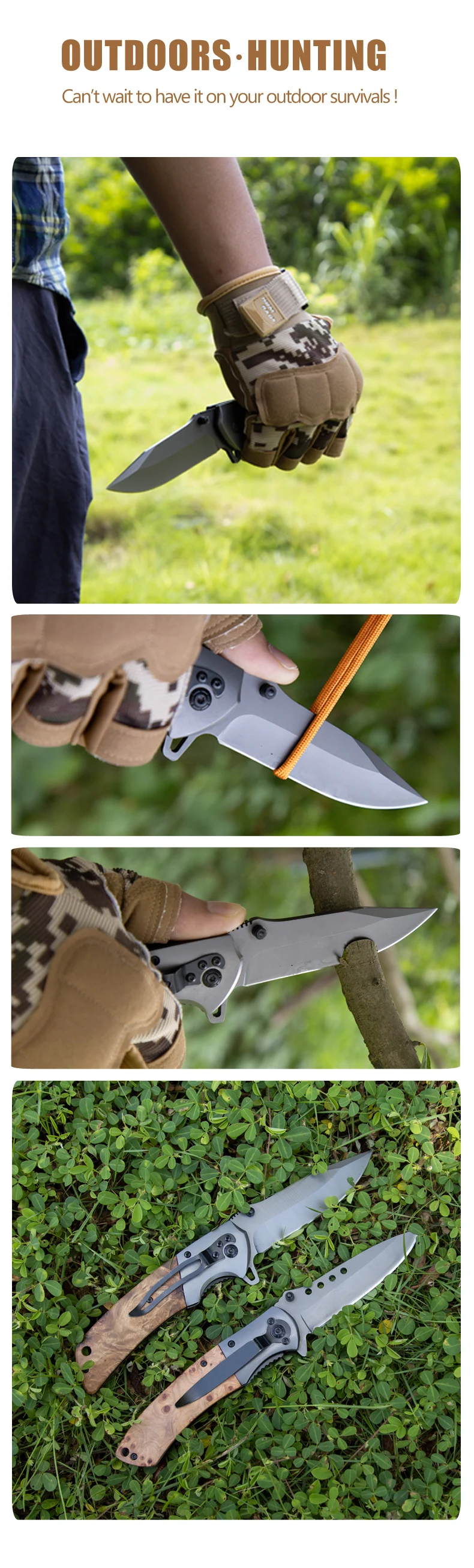 351 354 Handmade Outdoor Camping Folding Hunting Knife Set