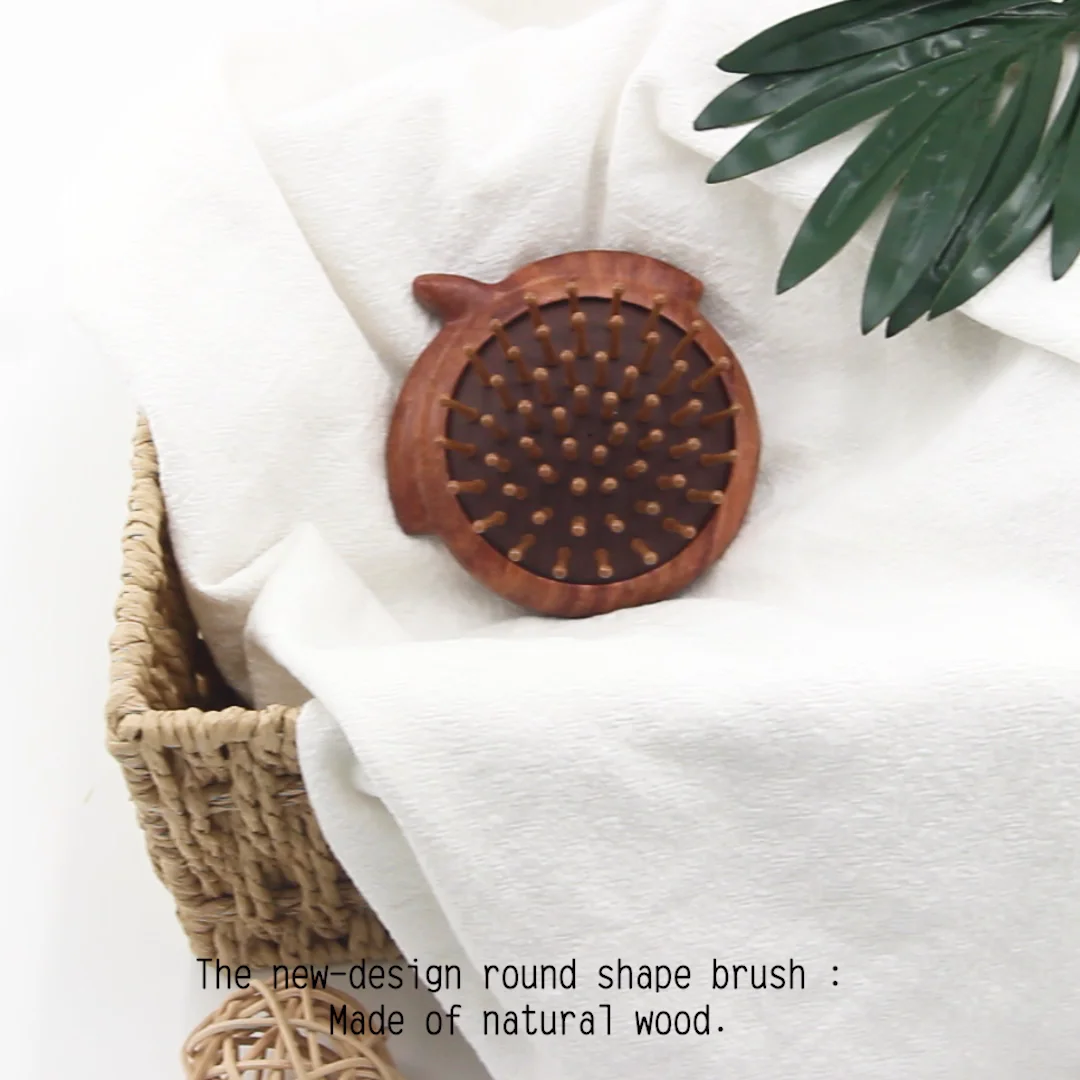 Eco Friendly Natural Bamboo Small Hairbrush Air Bag Comb Round Wood ...
