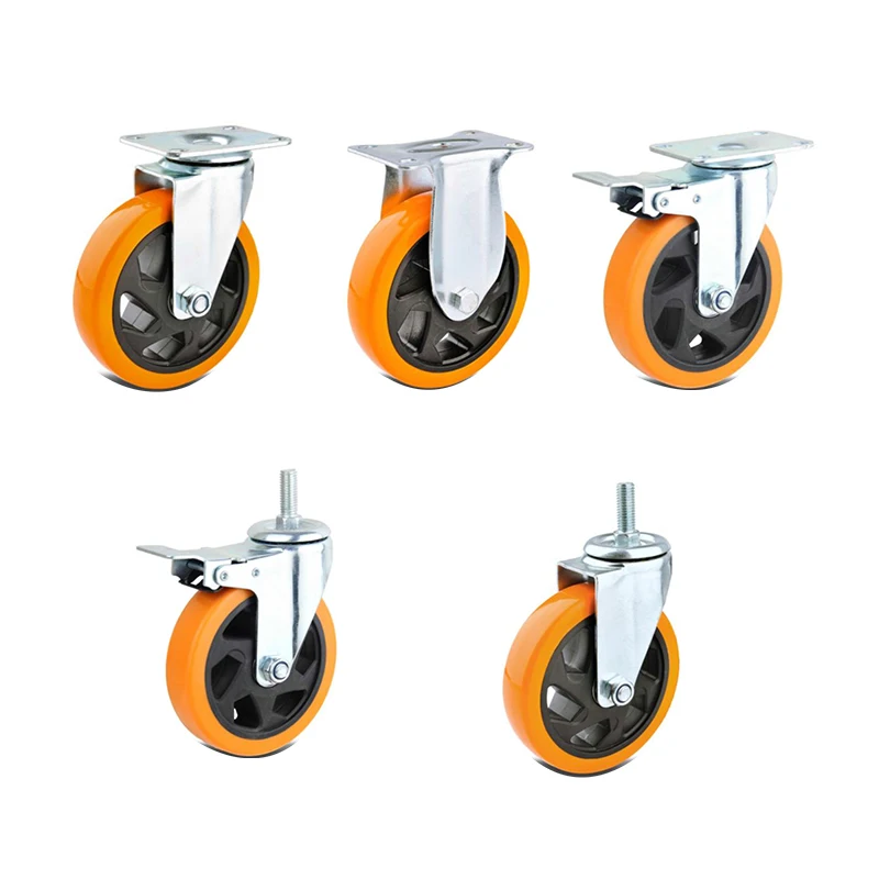 Medium-sized 4-inch Orange Pp Caster Wheels 3-inch Handcart Wheels ...