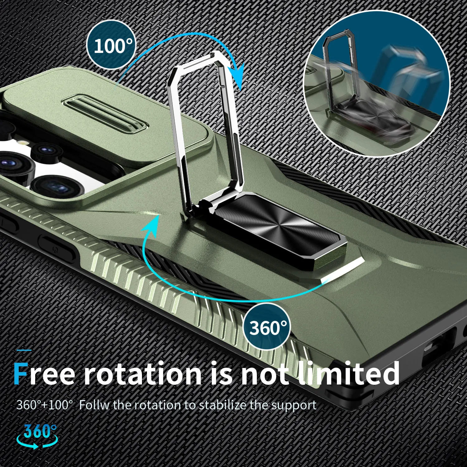 Sliding Window Metal Ring Bracket Magnetic Phone Case for Samsung ...