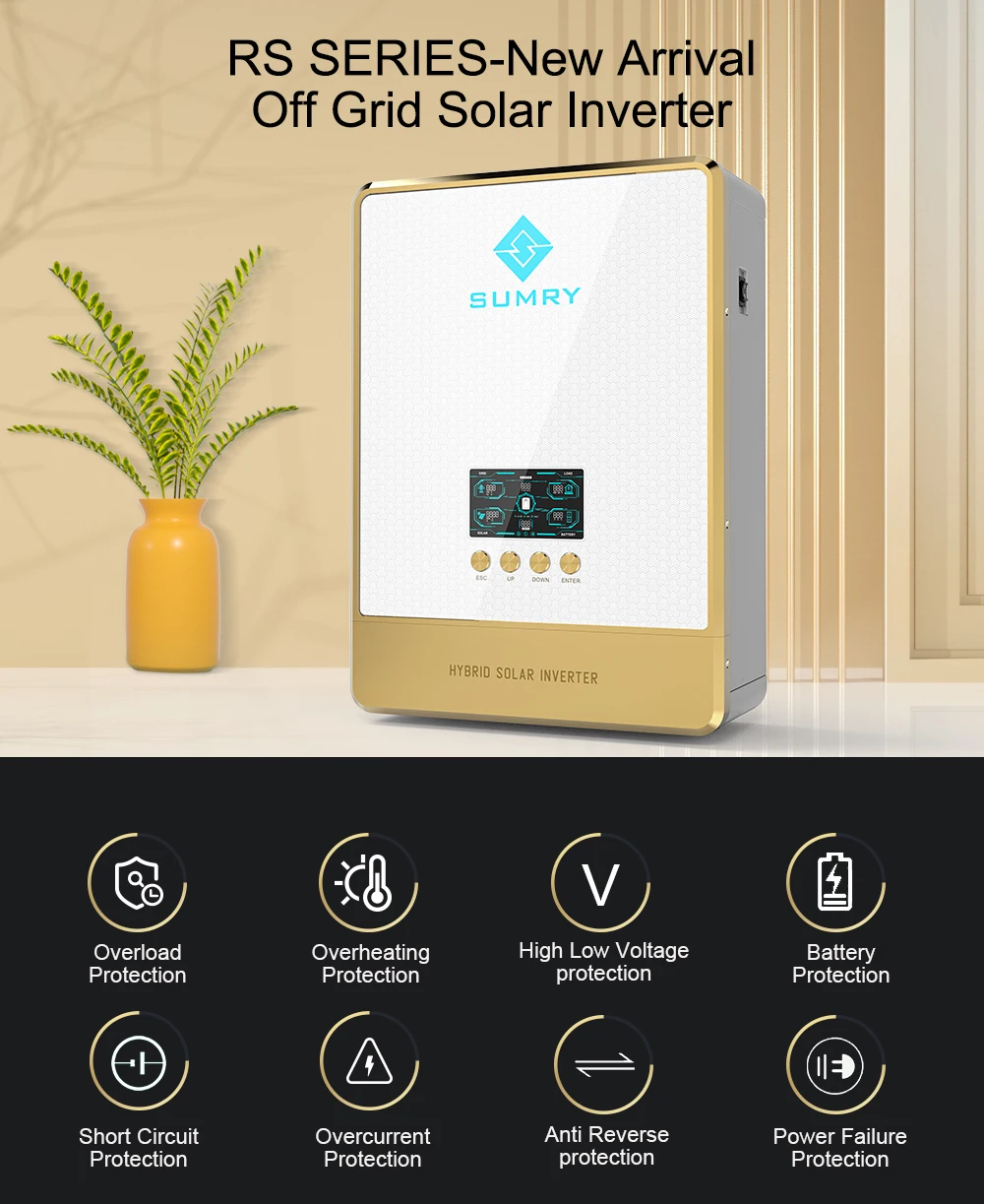 Off Grid Solar Inverter 6200w 48v Pv 55-450v Rgb Lights Wifi Monitoring ...