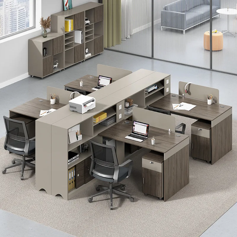 Double Sided Desk With Drawers Standing Workstation Modern Office ...