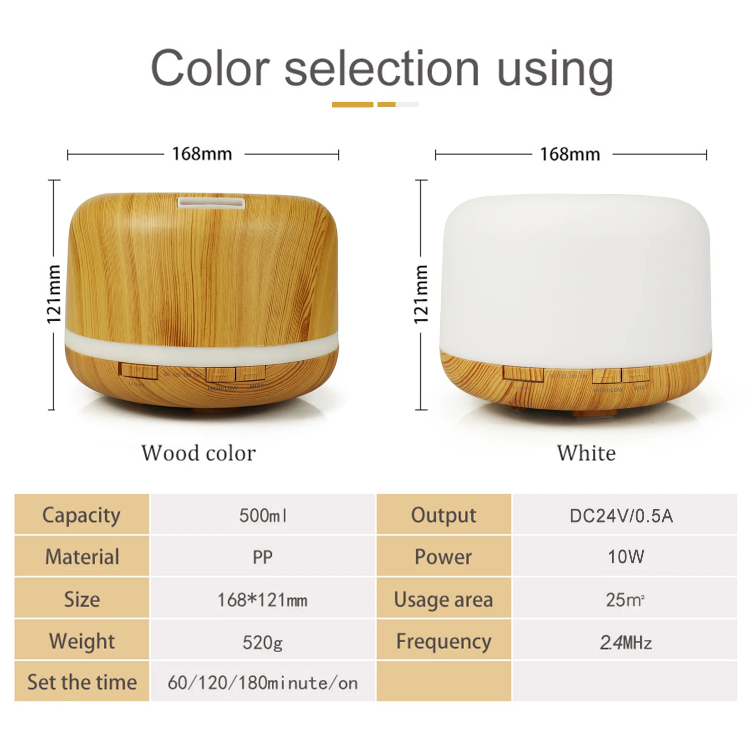 500ml White Muj Aroma Diffuser With Remote Control 7 Color Lights White ...