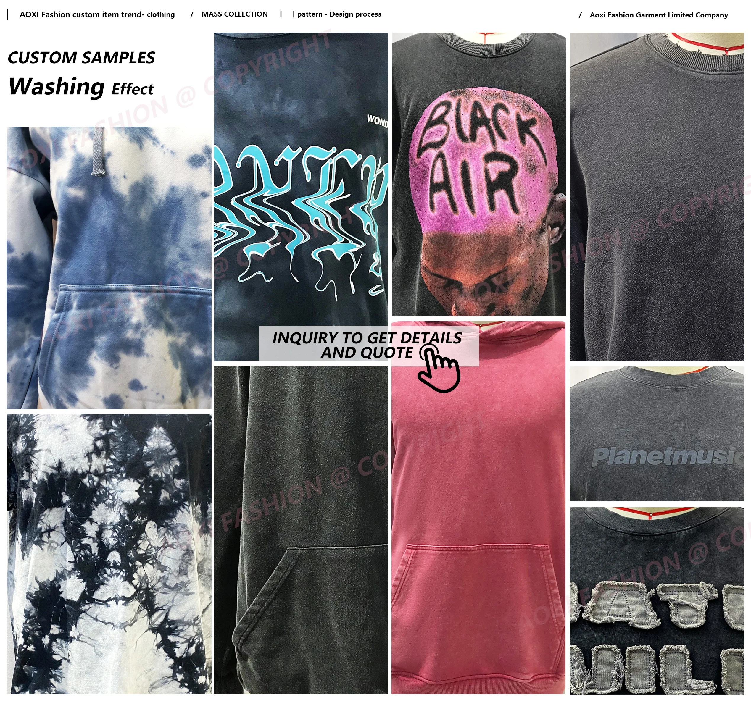 Full Custom Sun Faded Washed Hoodies - 100% Cotton Terry