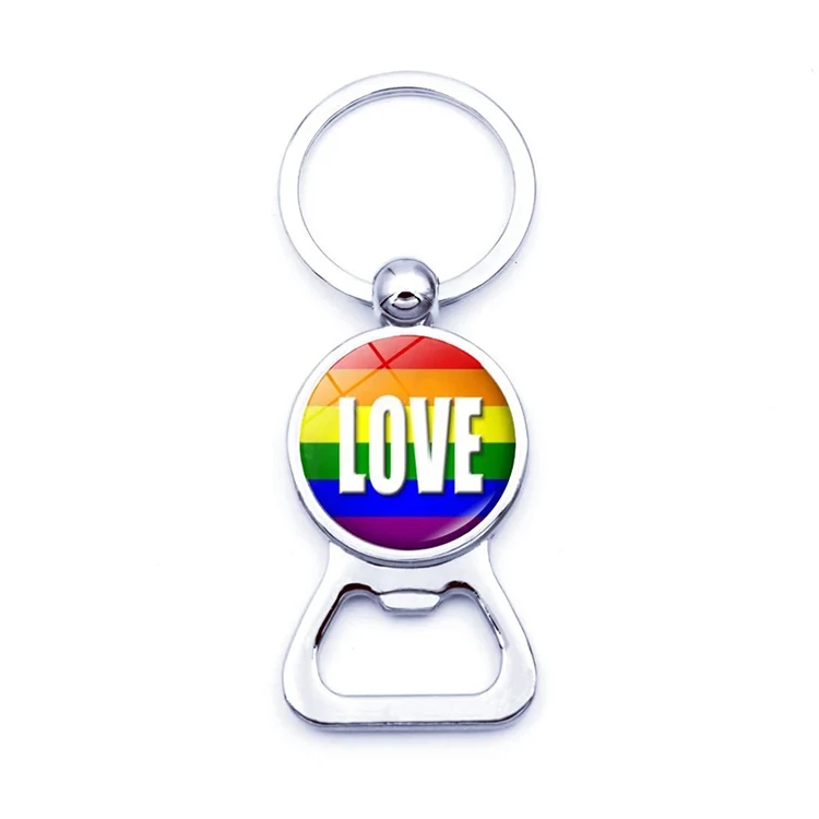 Custom Lgbt Pride Gay Rainbow Bottle Opener Keychain Couple Love ...