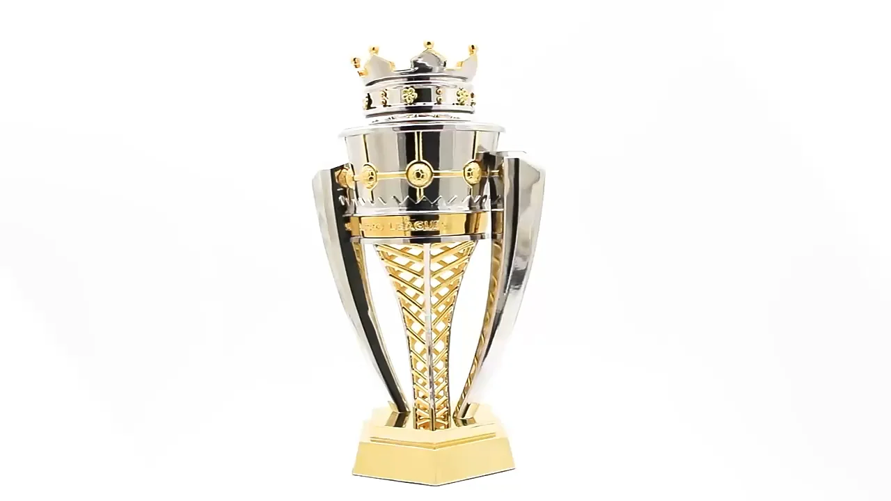 High Quality Metal Base Trophy Golden Metal Logo Custom Soccer Crown ...