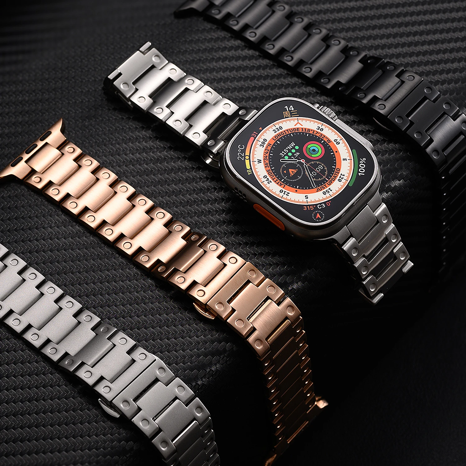 Custom Titanium Color Stainless Steel Watch Band for Apple Watch